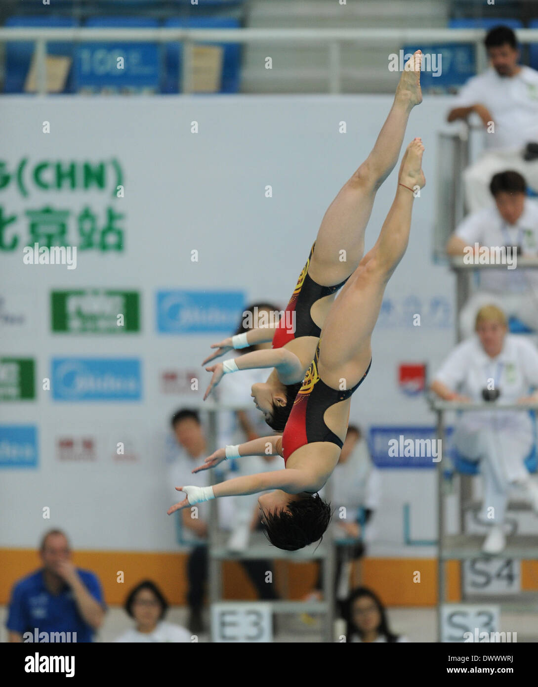 Beijing, China. 14th Mar, 2014. Chen Ruolin/Liu Huixia of China compete ...