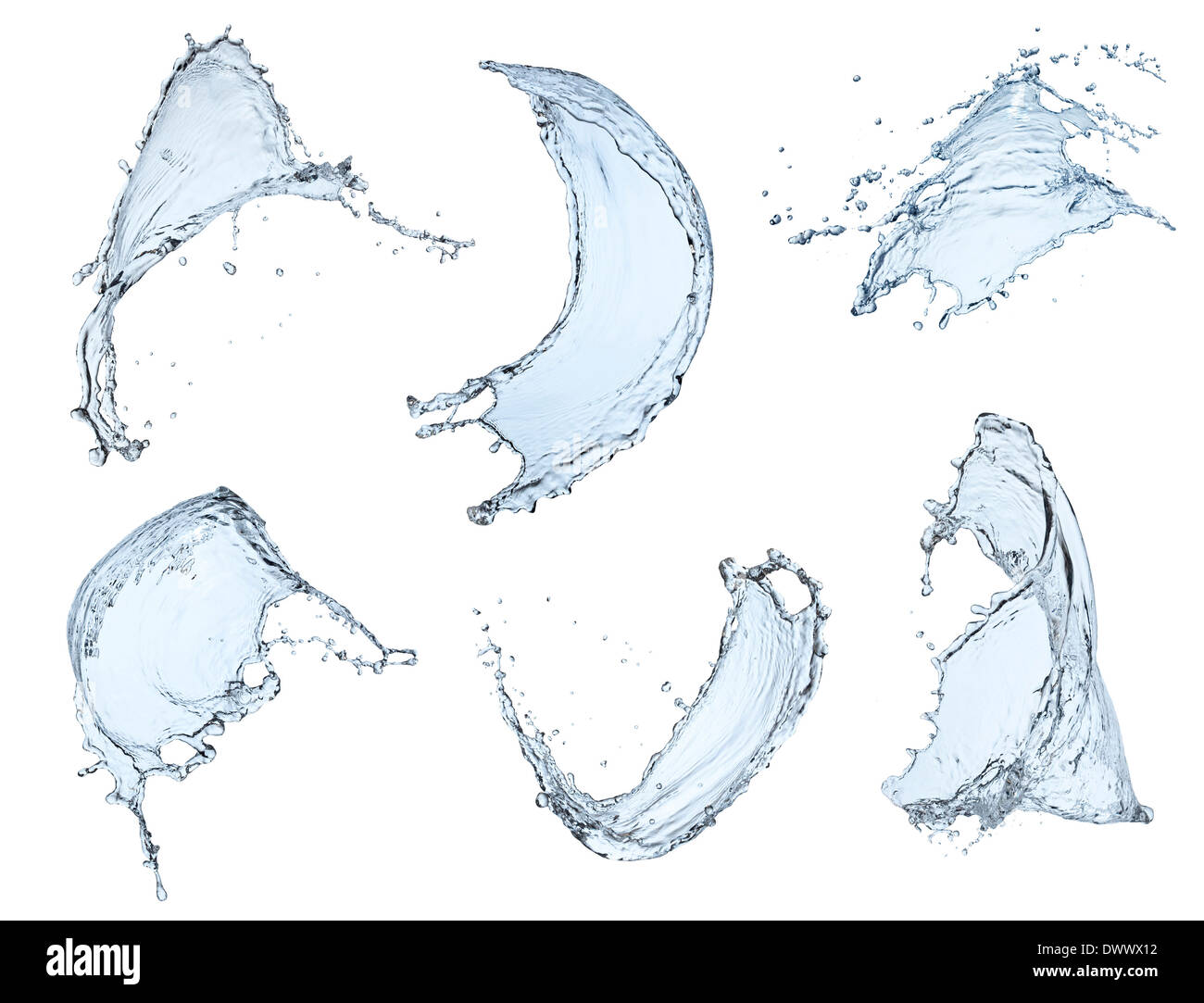 A collection of splashes of flying crystal clear water Stock Photo - Alamy