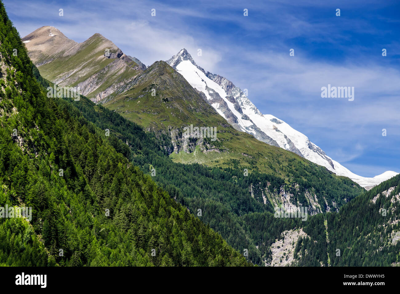 Rural landscape of Heiligenblut, North Tyrol, highest mountain from ...