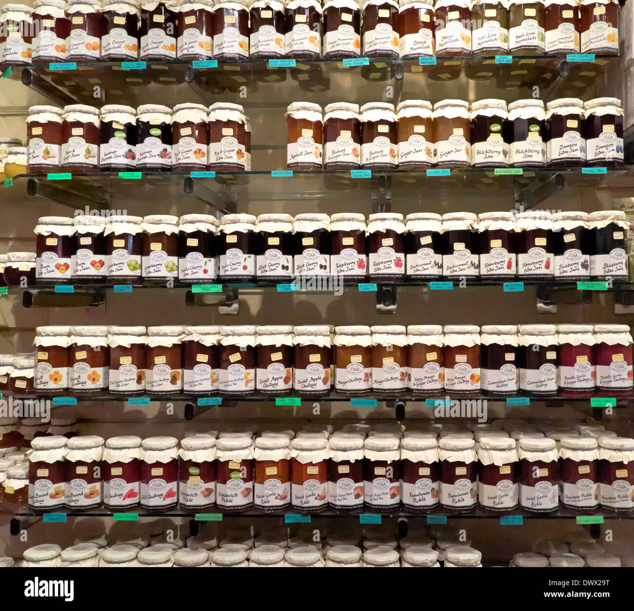 Various jars of jam and pickles UK retail store Stock Photo - Alamy