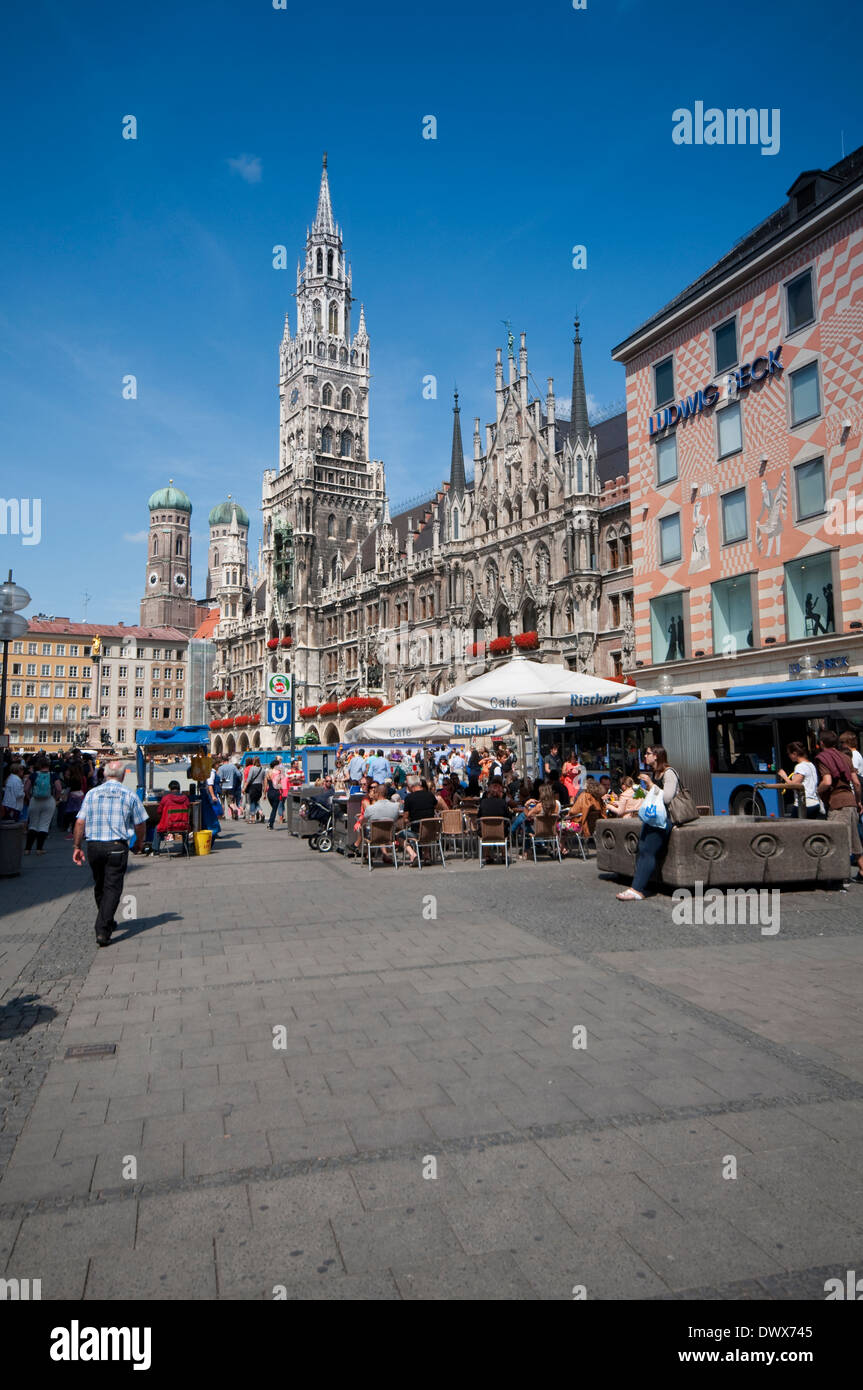 Germany, Bavaria, Munich, Marienplatz Square, Restaurant Stock Photo ...
