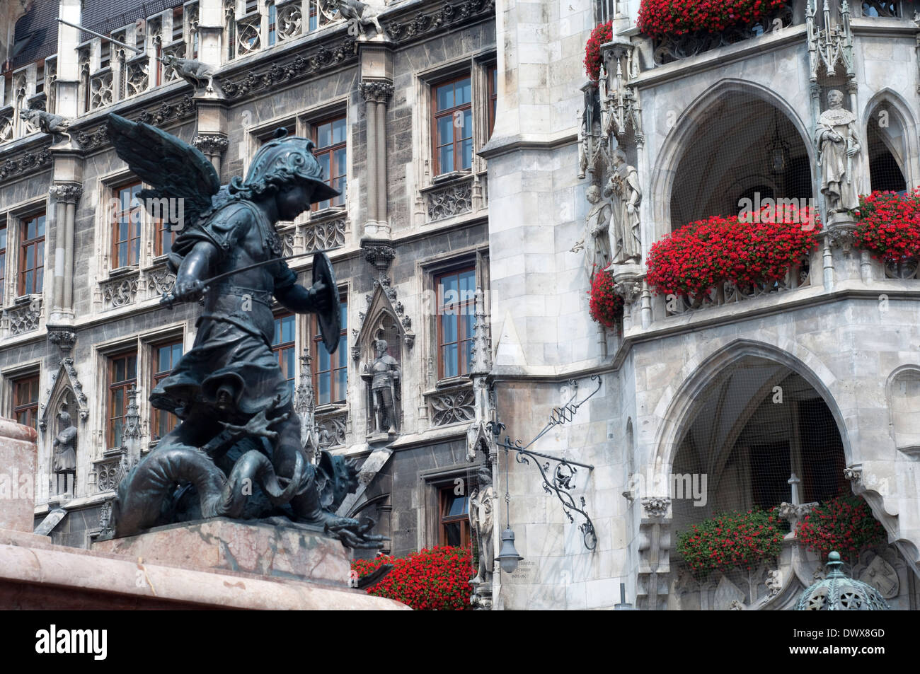 Germany, Bavaria, Munich, Marienplatz, Neues Rathaus, New Town Hall ...