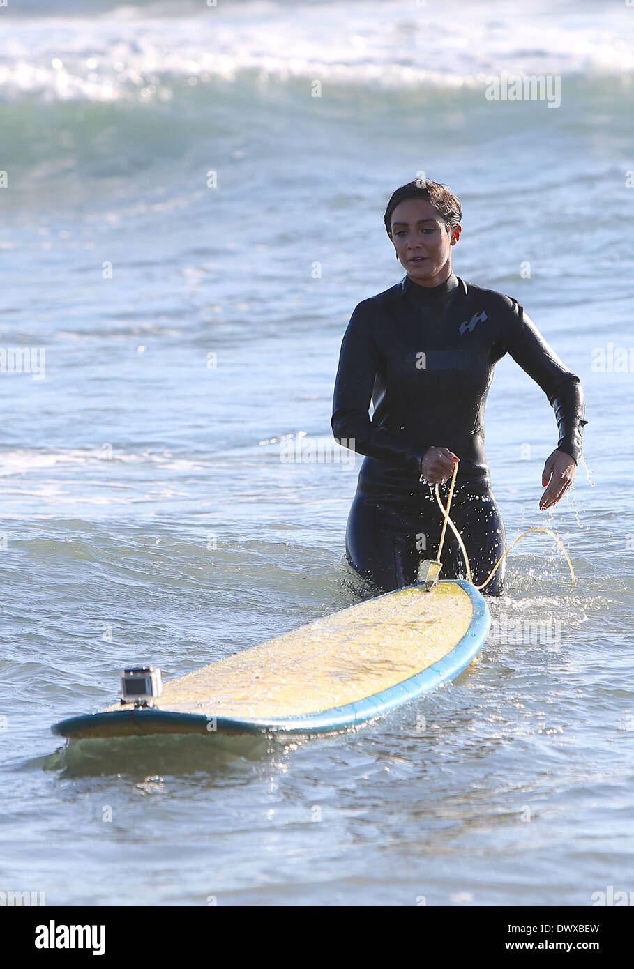 Frankie Sandford The Saturdays enjoy a surfing lesson on Venice Beach ...