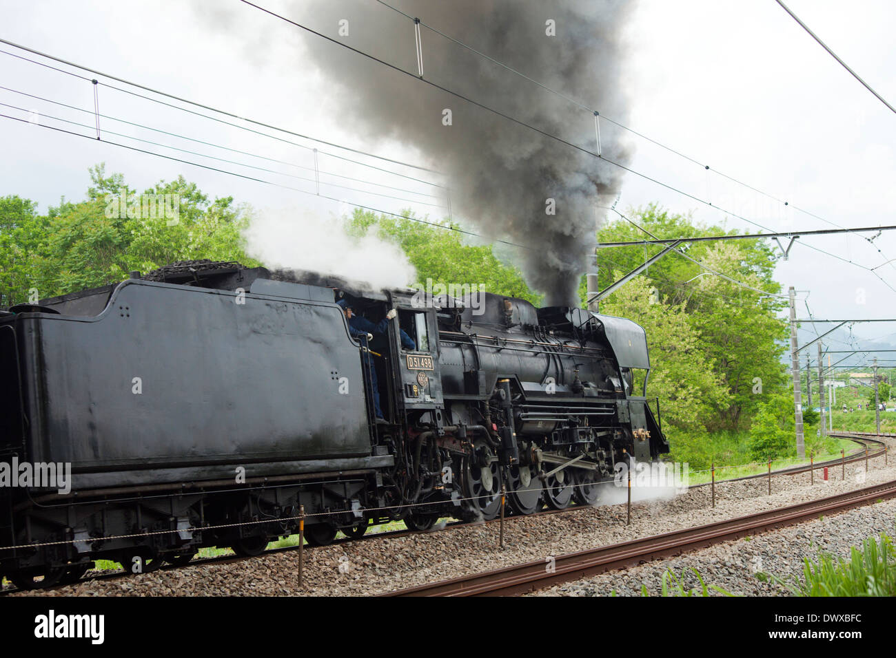 Steam engine running through Yamanashi, Japan Stock Photo - Alamy
