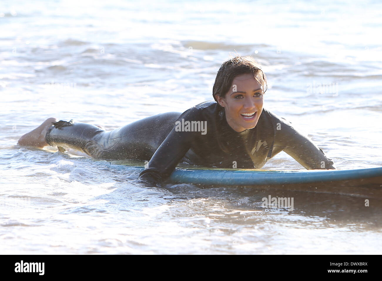 Frankie Sandford The Saturdays enjoy a surfing lesson on Venice Beach ...