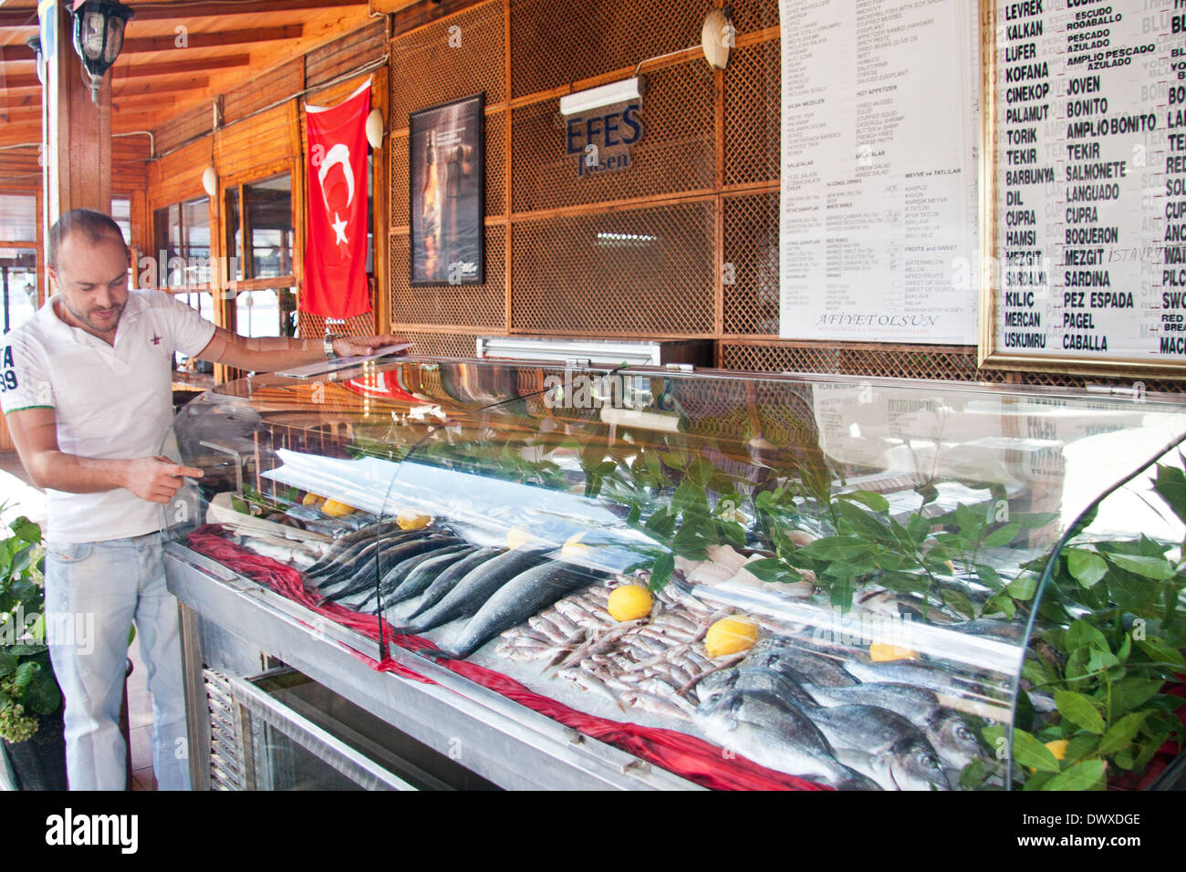 Bosphorus cruise; fish restaurant; Turkey Stock Photo - Alamy