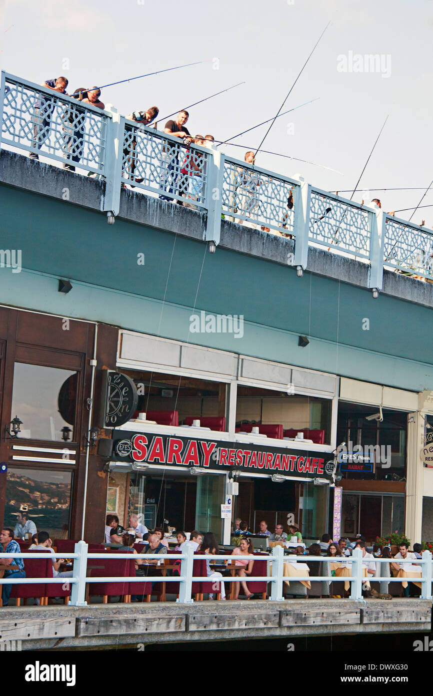 Fish restaurant in Galata bridge; Istambul Stock Photo - Alamy