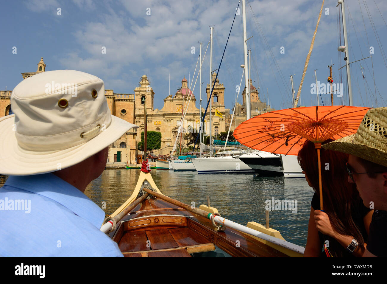 Malta, Birgu (Vittoriosa) waterfront seen from Senglea's shore across ...