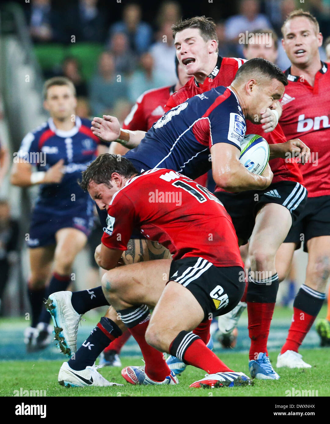 Melbourne, Australia. 14th Mar, 2014. Tamati Ellison in action during ...