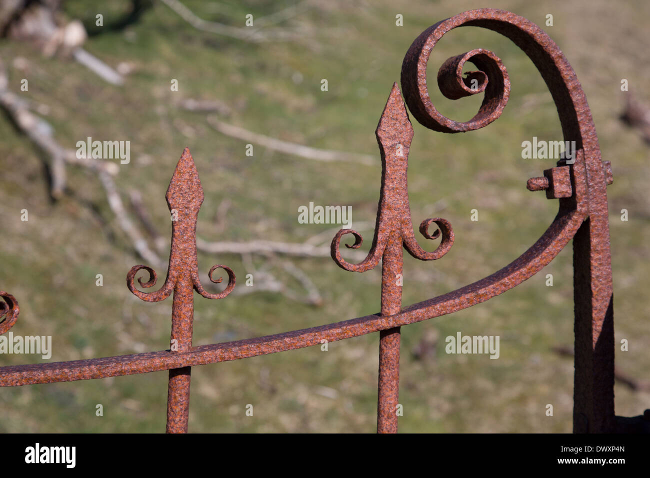 Rusty cemetery wrought iron gate at Dylife churchyard Stock Photo - Alamy