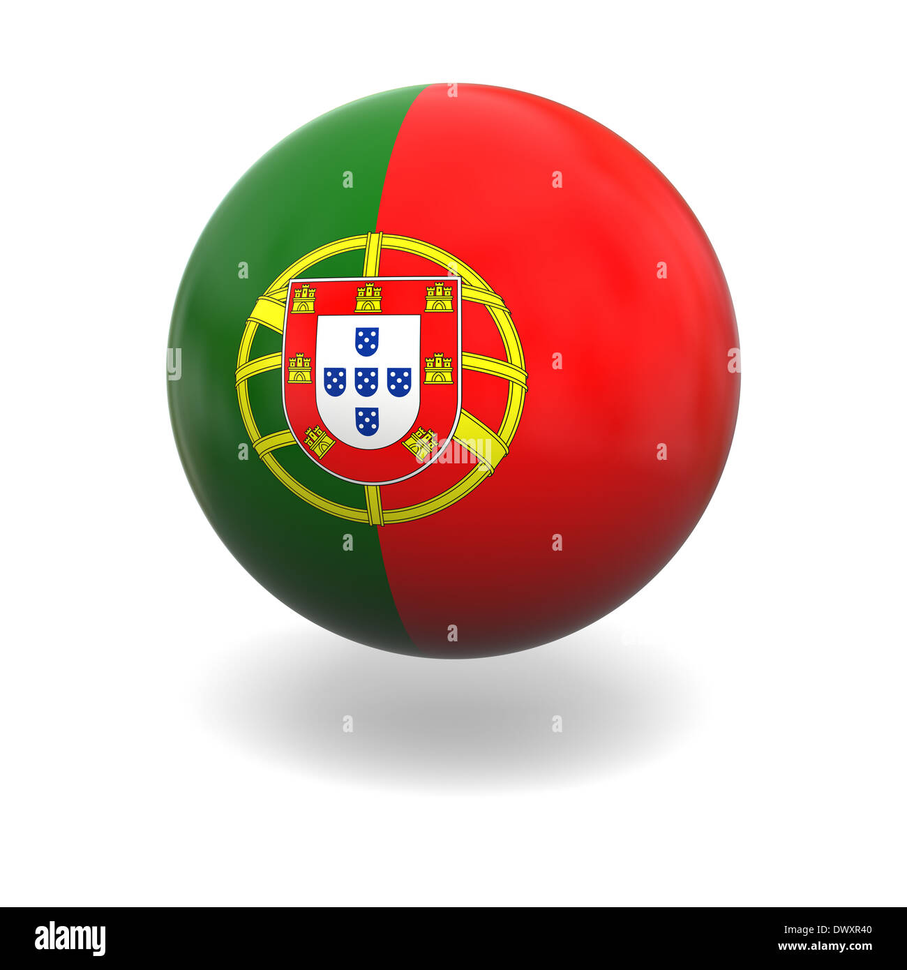 National flag of Portugal on sphere isolated on white background Stock ...