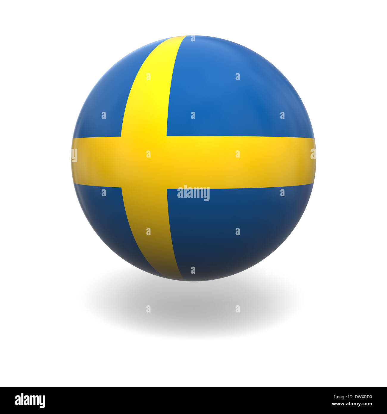 National flag of Sweden on sphere isolated on white background Stock ...