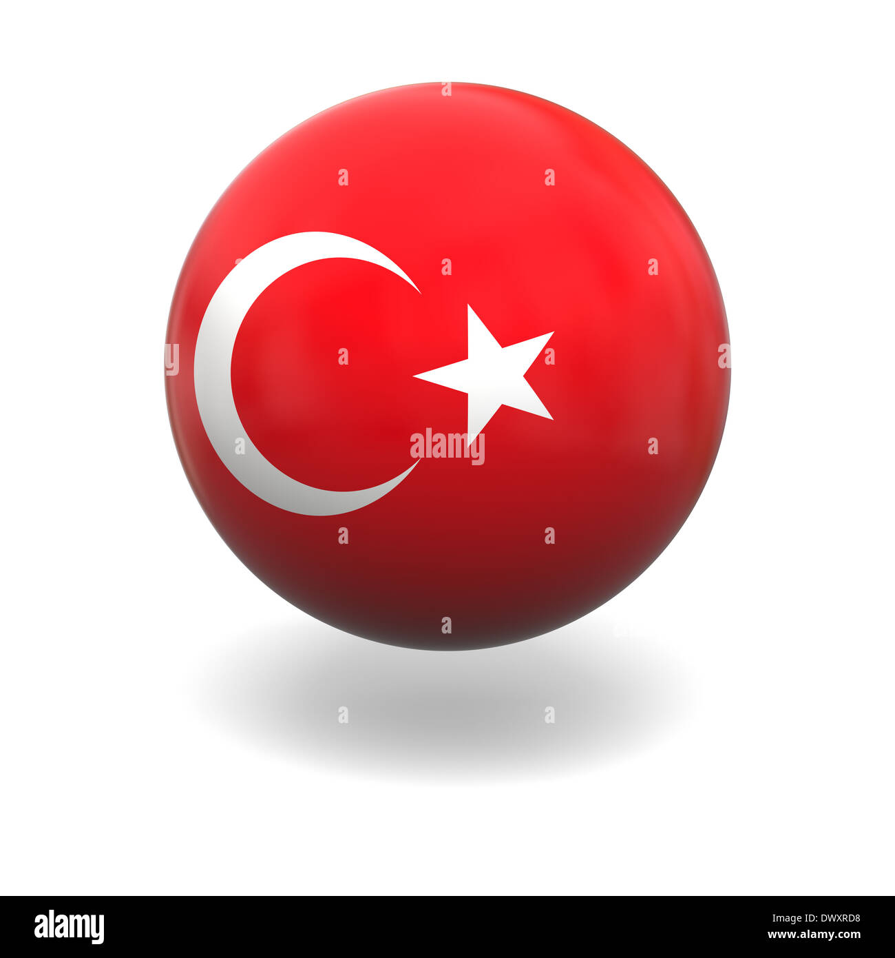 National flag of Turkey on sphere isolated on white background Stock ...