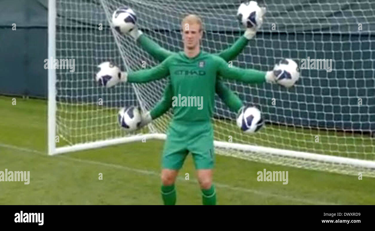 JOE HART'S SIX ARMED SAVE COLA AD Joe Hart shows off his spectacular ...