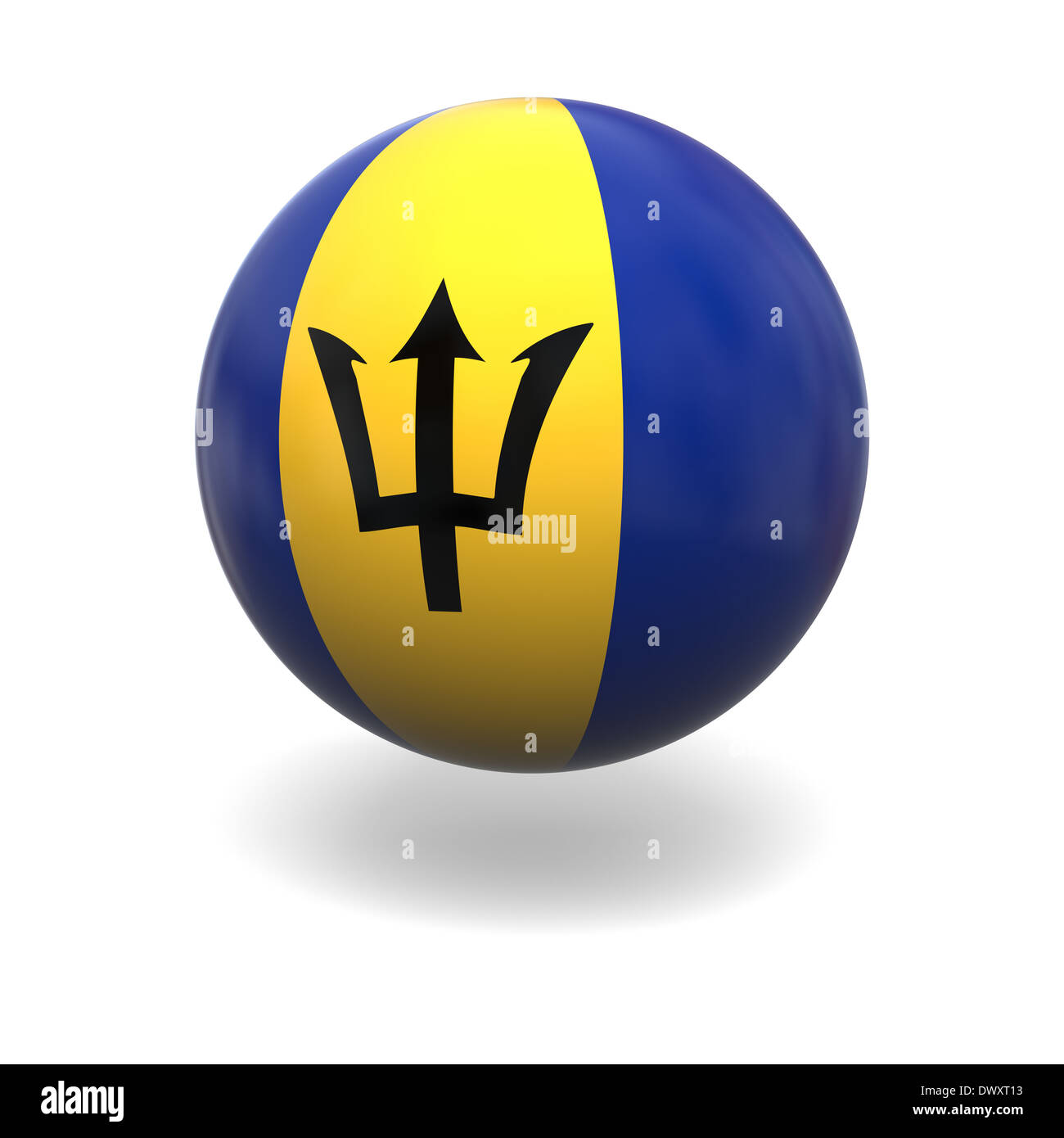 National flag of Barbados on sphere isolated on white background Stock ...