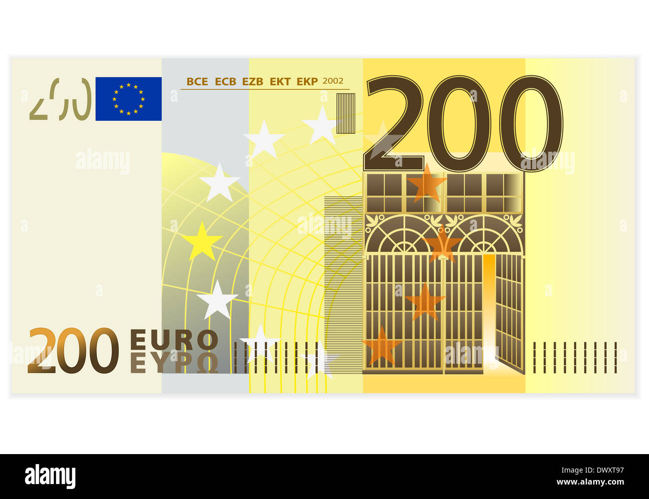 Two hundred euro banknote on a white background Stock Photo - Alamy
