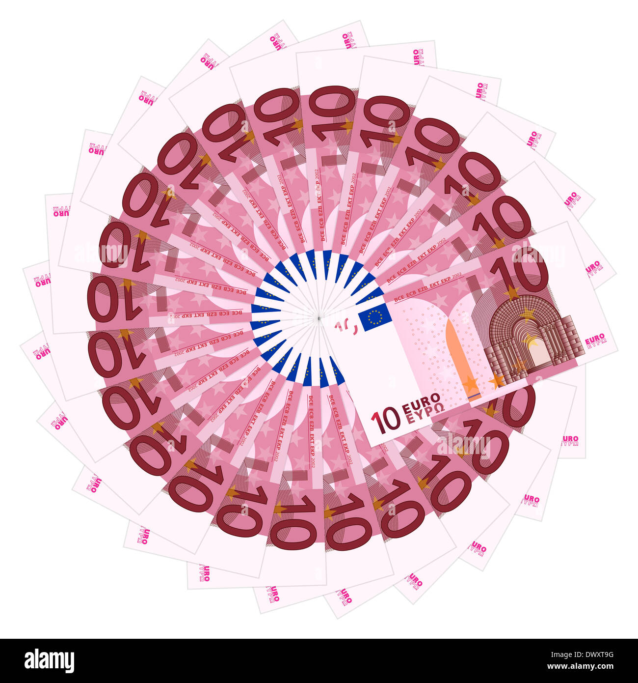 Ten banknotes on a white background. Vector illustration Stock Photo ...