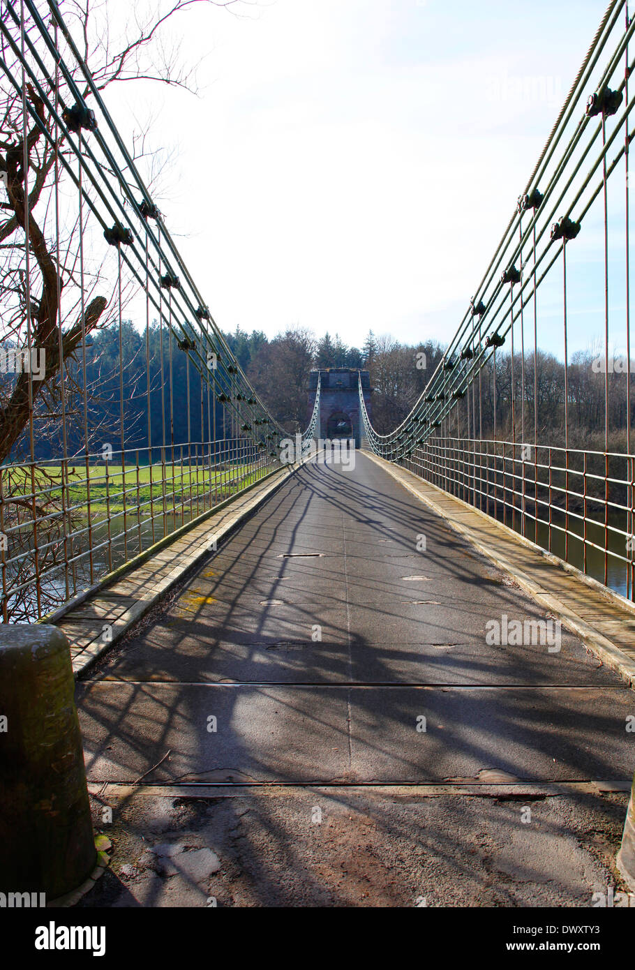 The Union suspension or chain bridge crossing the River Tweed at ...