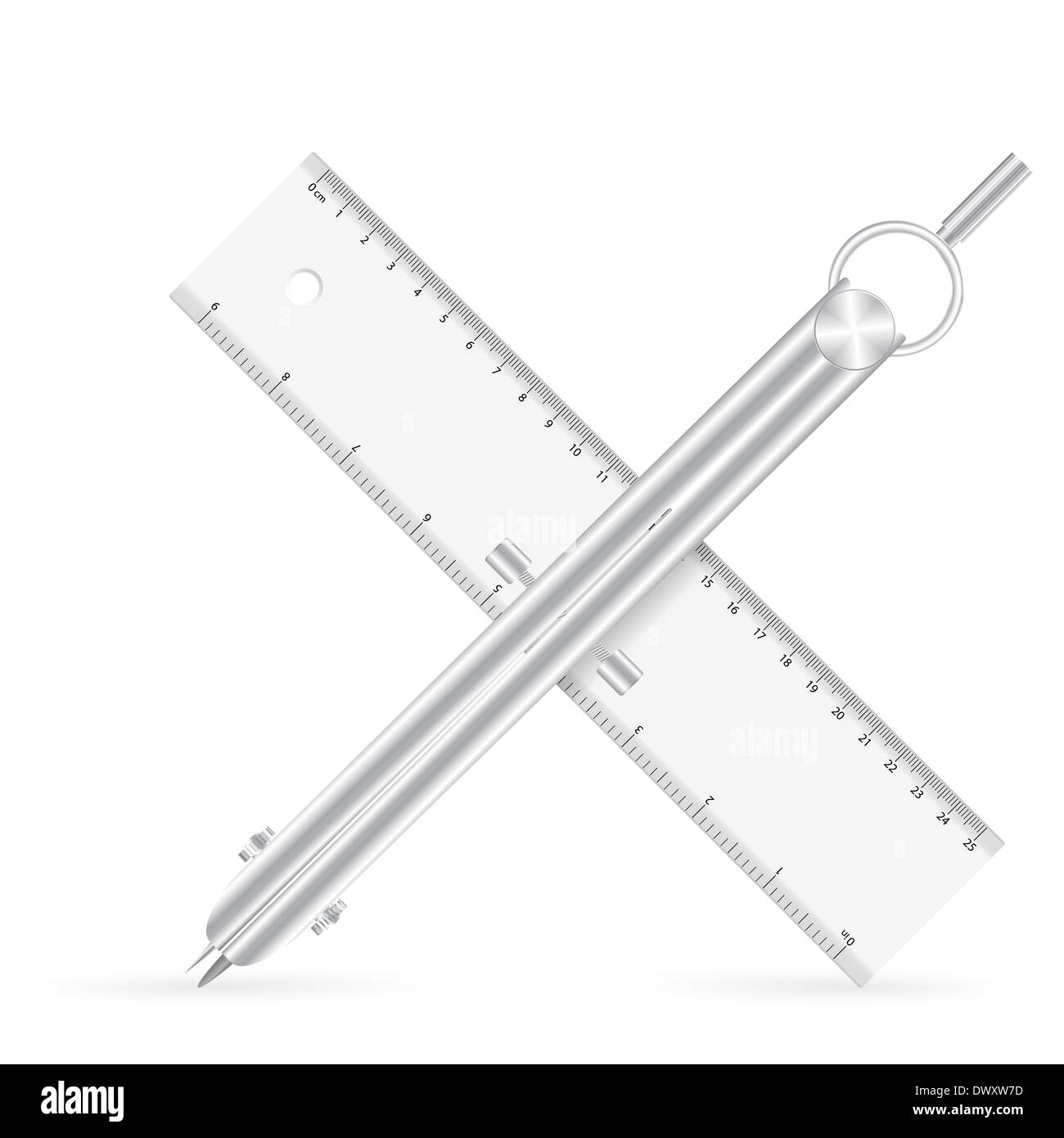 Ruler and drawing compass icon on a white background Stock Photo - Alamy