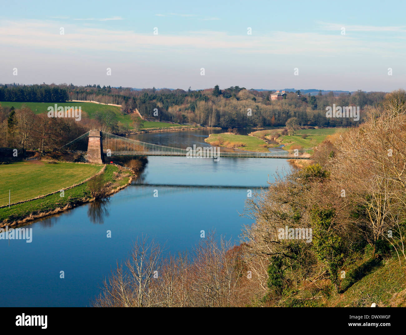 The Union suspension or chain bridge crossing the River Tweed at ...