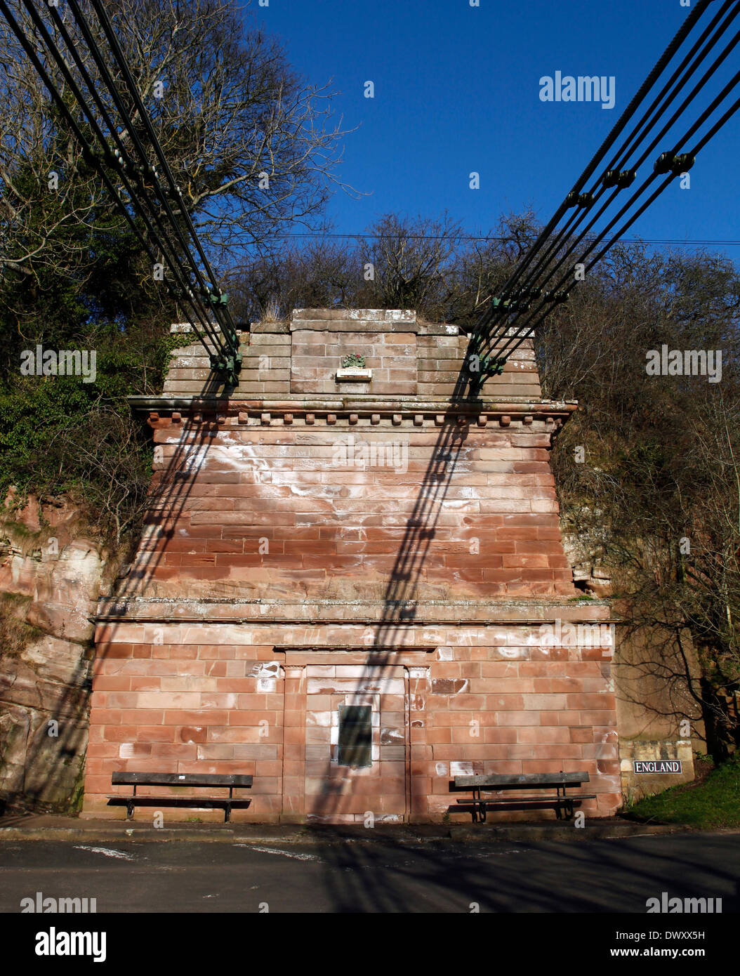 The Union suspension or chain bridge crossing the River Tweed at ...