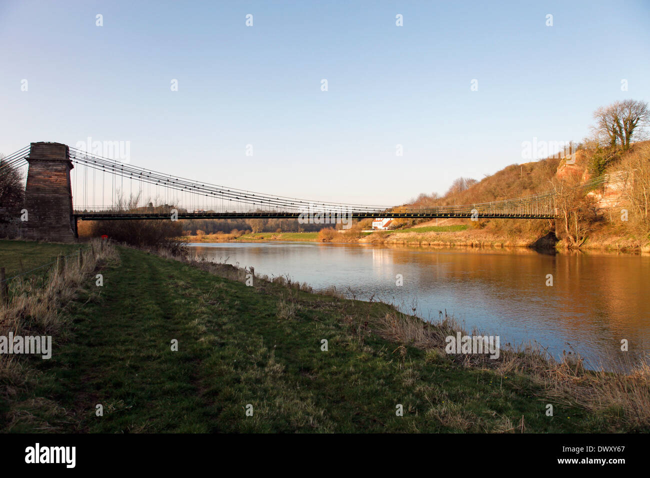 The Union suspension or chain bridge crossing the River Tweed at ...