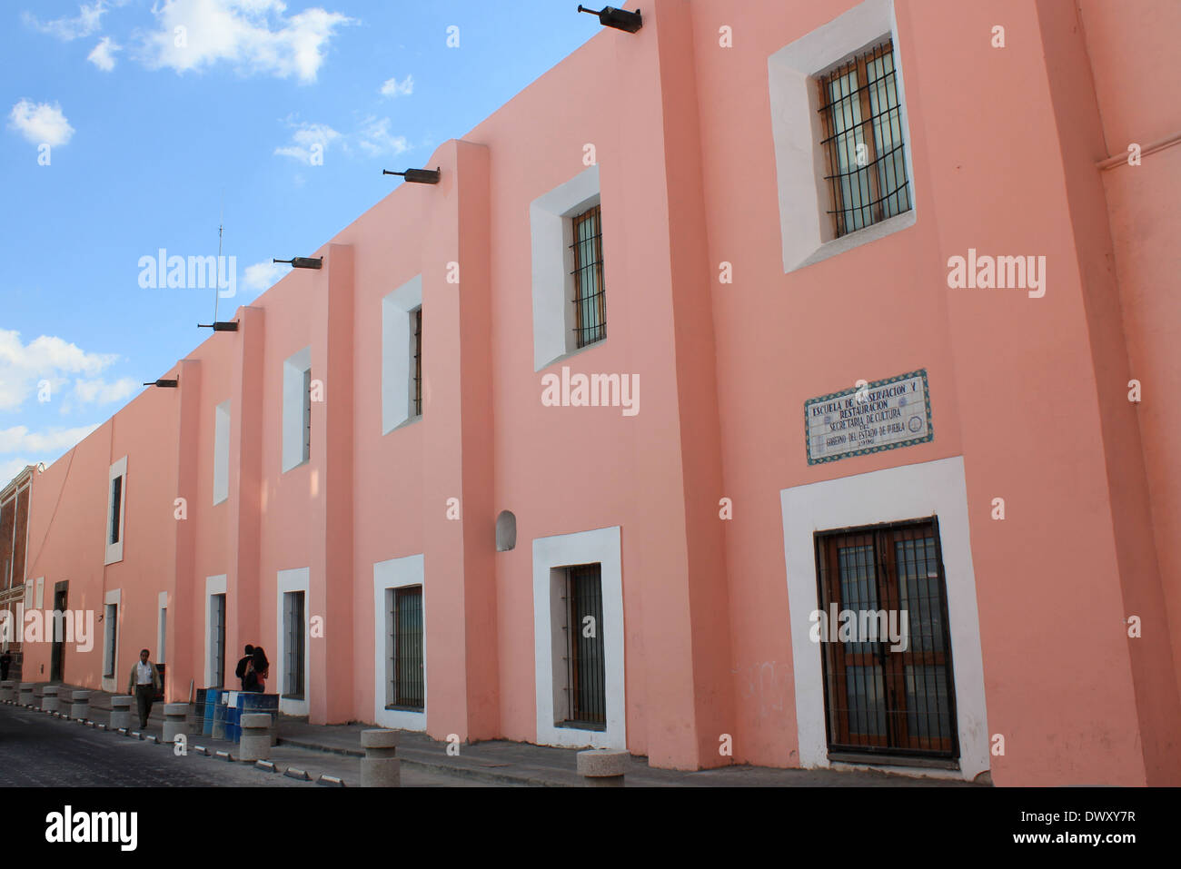 Pink buildings along a street in Puebla, Mexico Stock Photo - Alamy