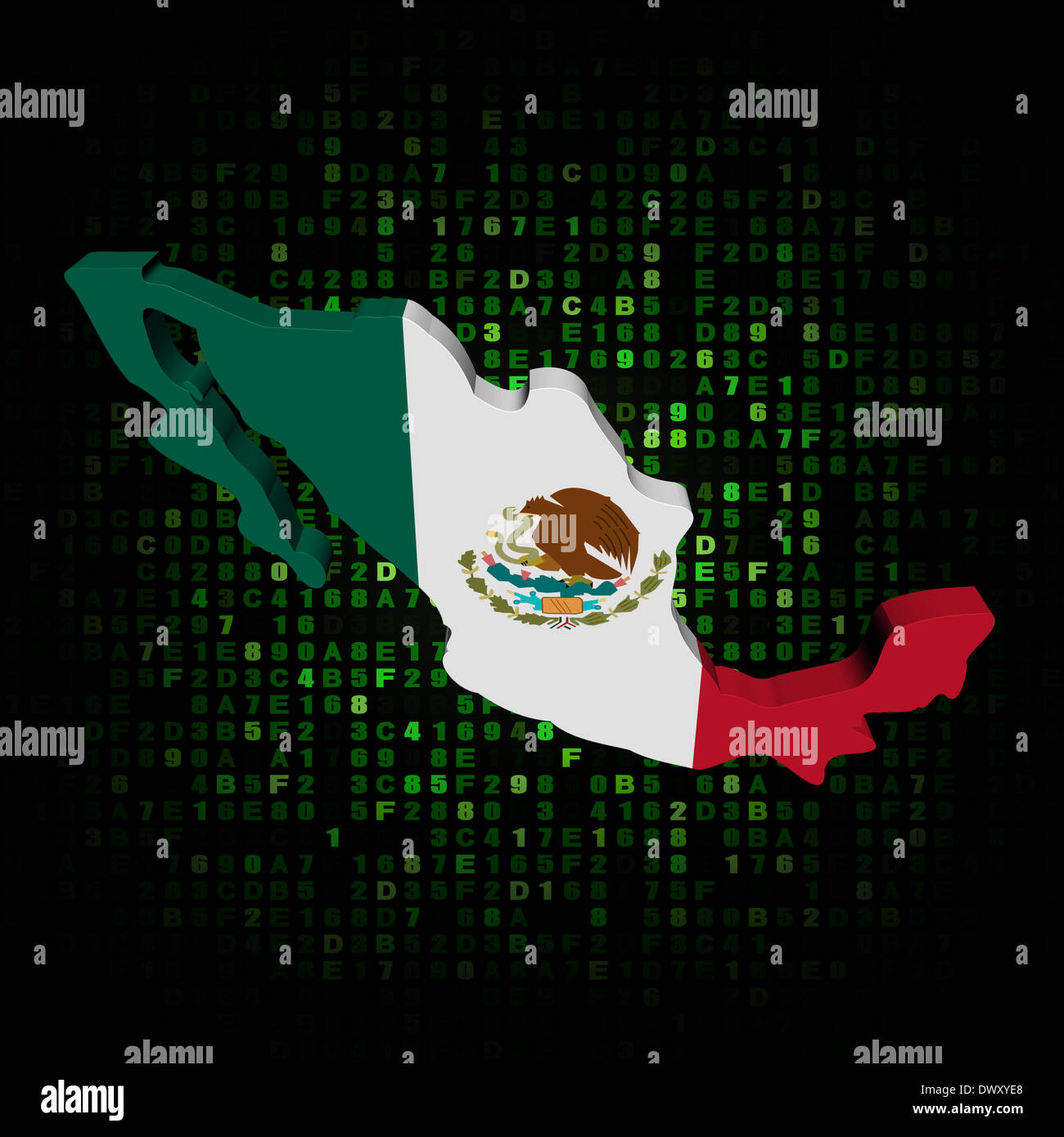 Mexico map flag on hex code illustration Stock Photo - Alamy