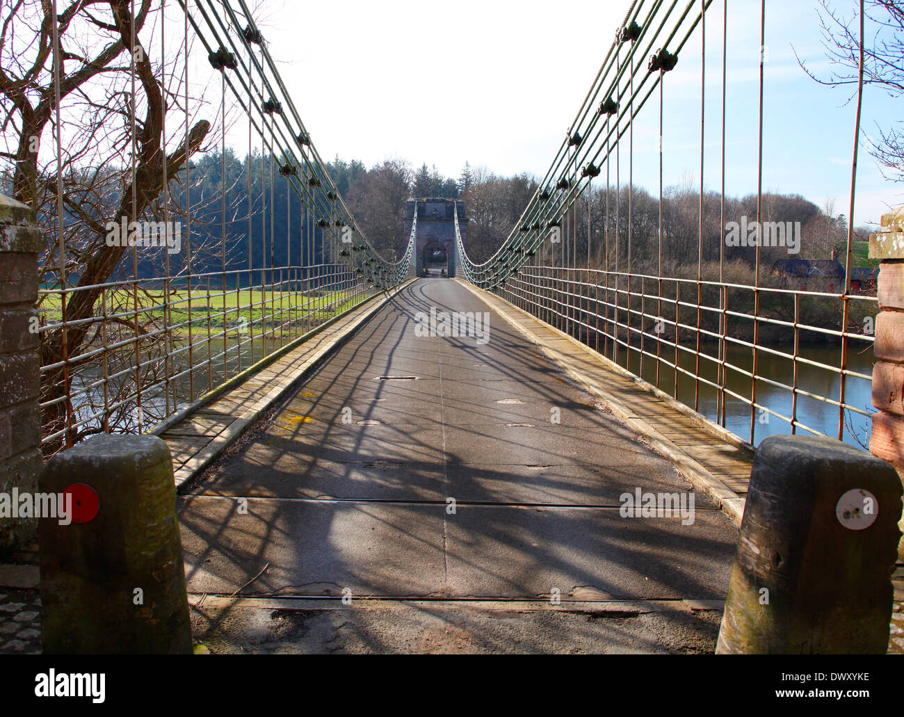 The Union suspension or chain bridge crossing the River Tweed at ...