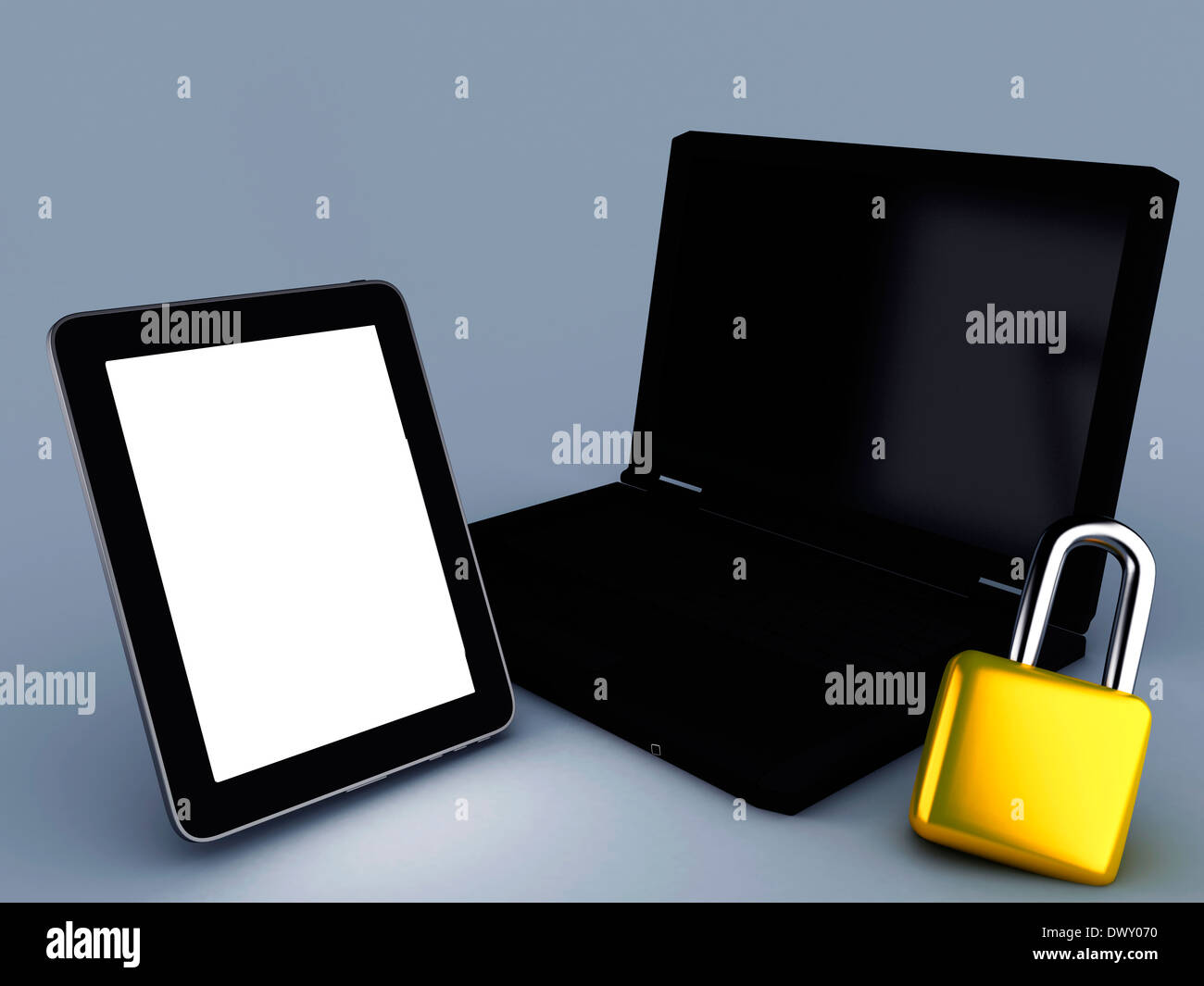 Locked tablet and Laptop Stock Photo - Alamy