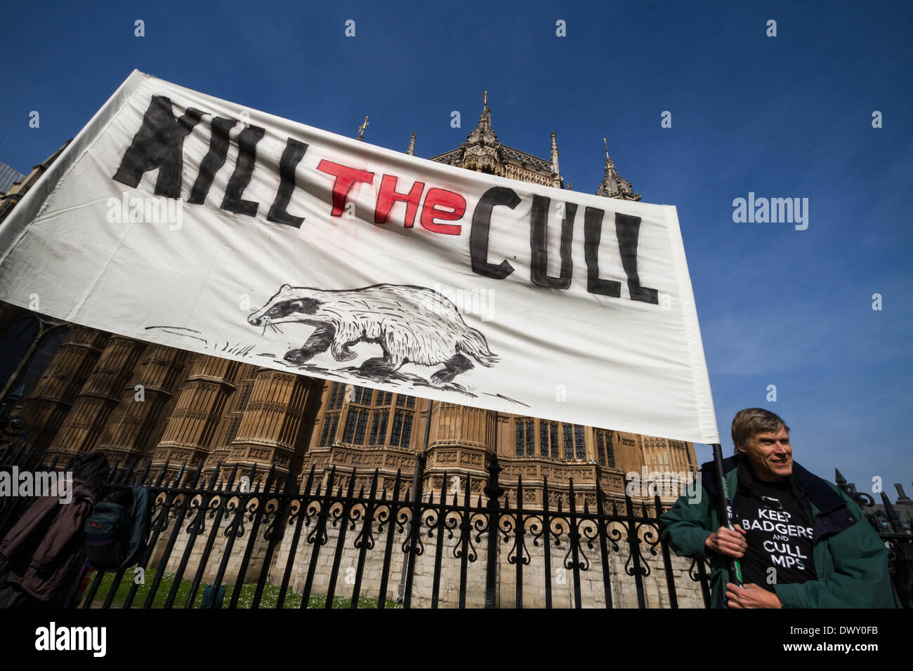 British Badger Cull Protest outside Parliament in London Stock Photo ...