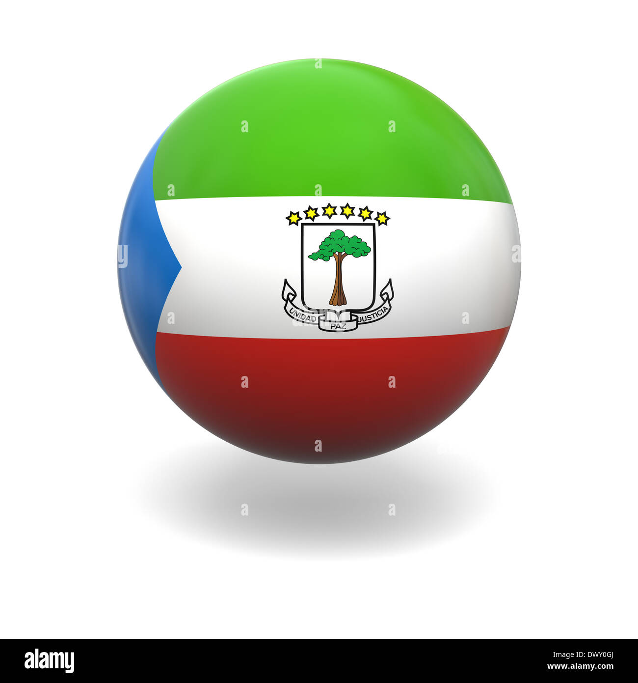 National flag of Equatorial Guinea on sphere isolated on white ...