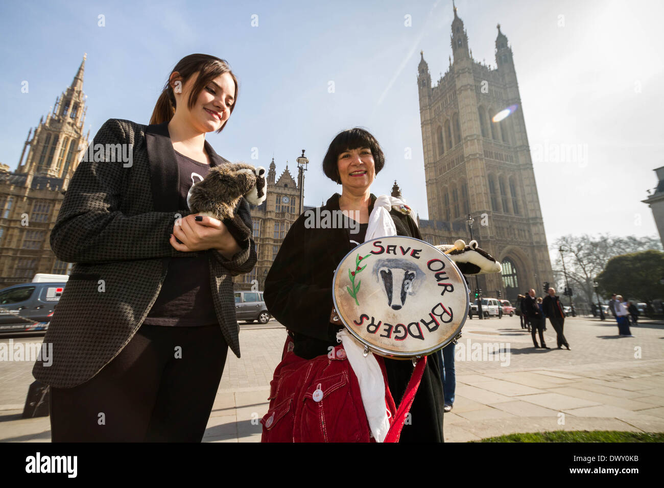 British Badger Cull Protest outside Parliament in London Stock Photo ...