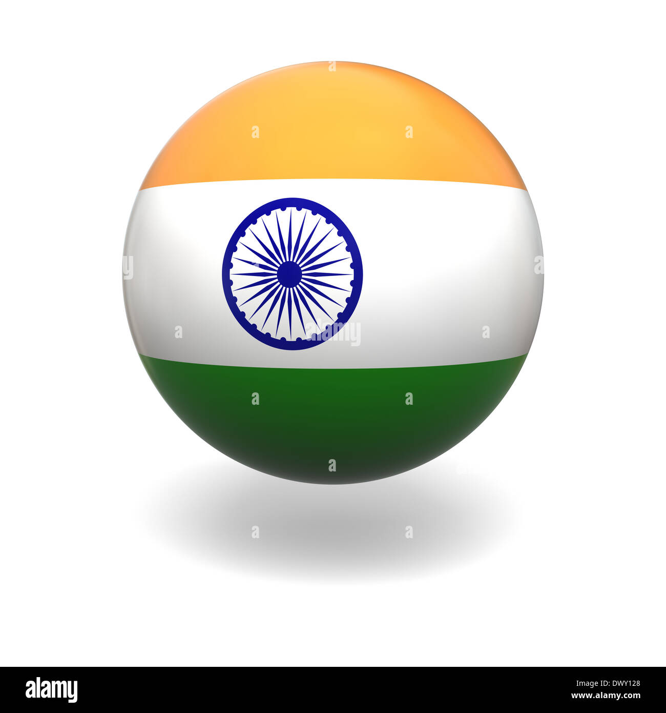 National flag of India on sphere isolated on white background Stock ...