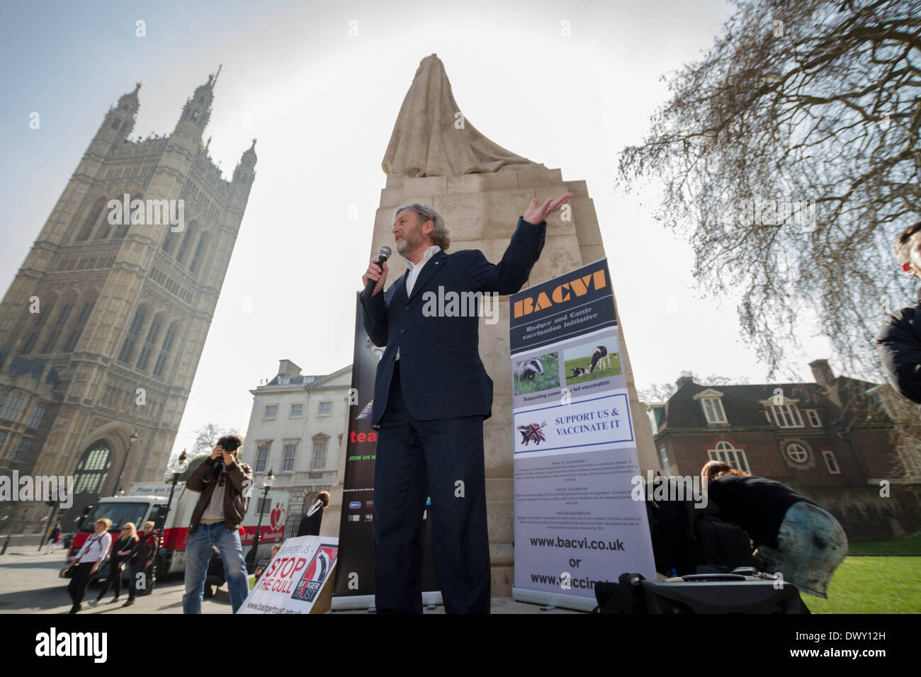 British Badger Cull Protest outside Parliament in London Stock Photo ...