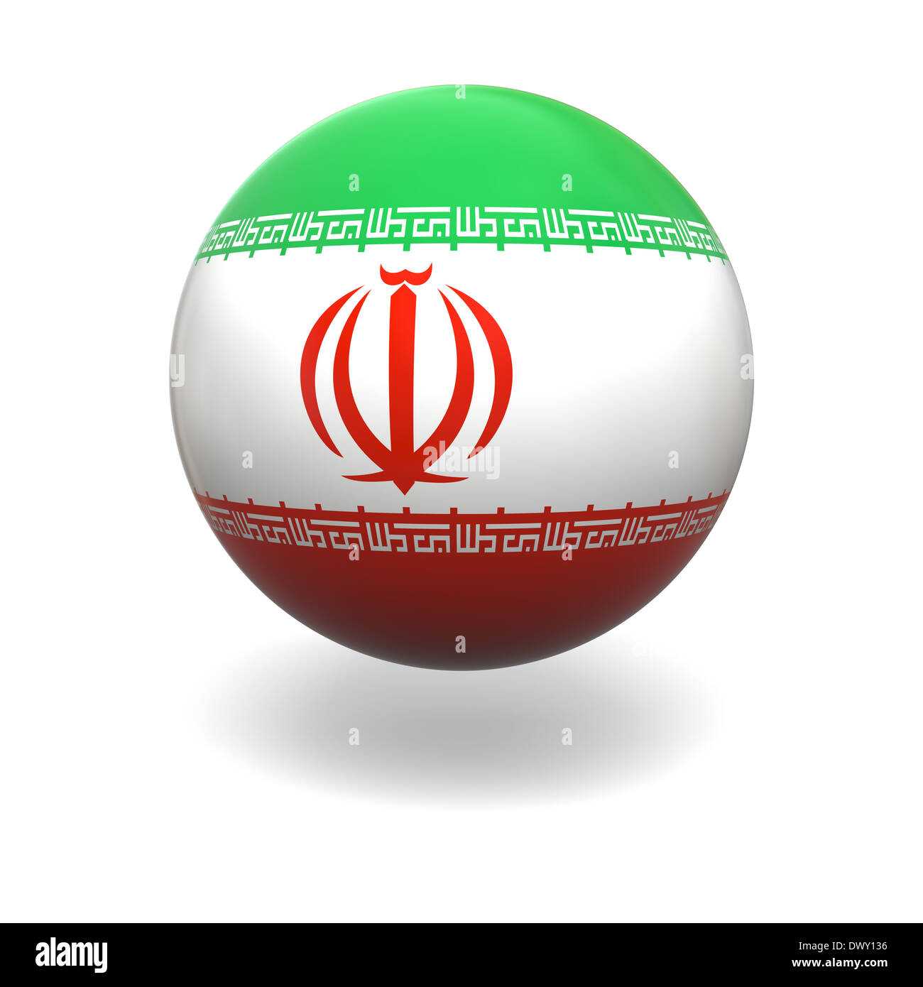 National flag of Iran on sphere isolated on white background Stock ...