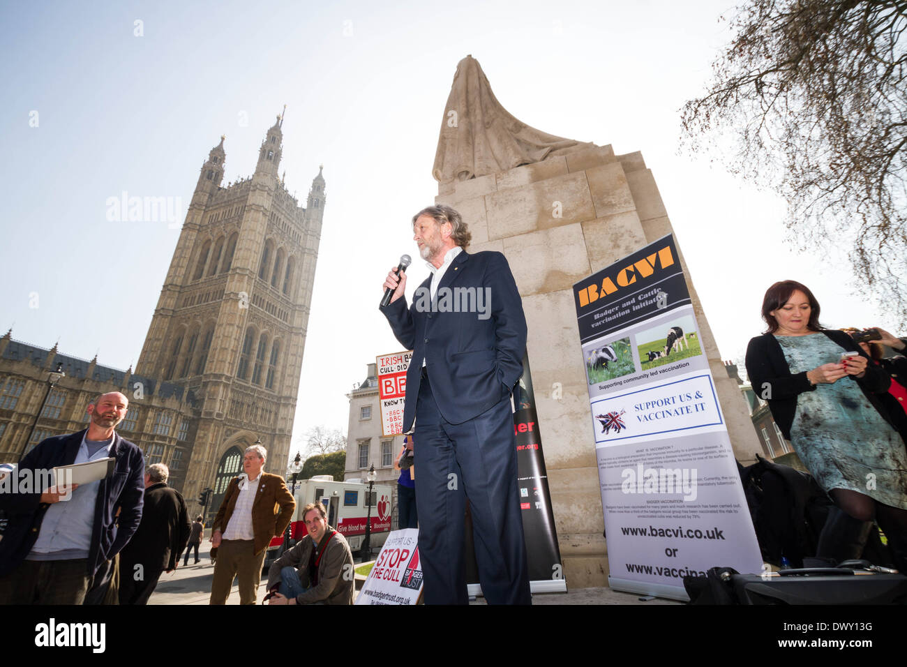 British Badger Cull Protest outside Parliament in London Stock Photo ...