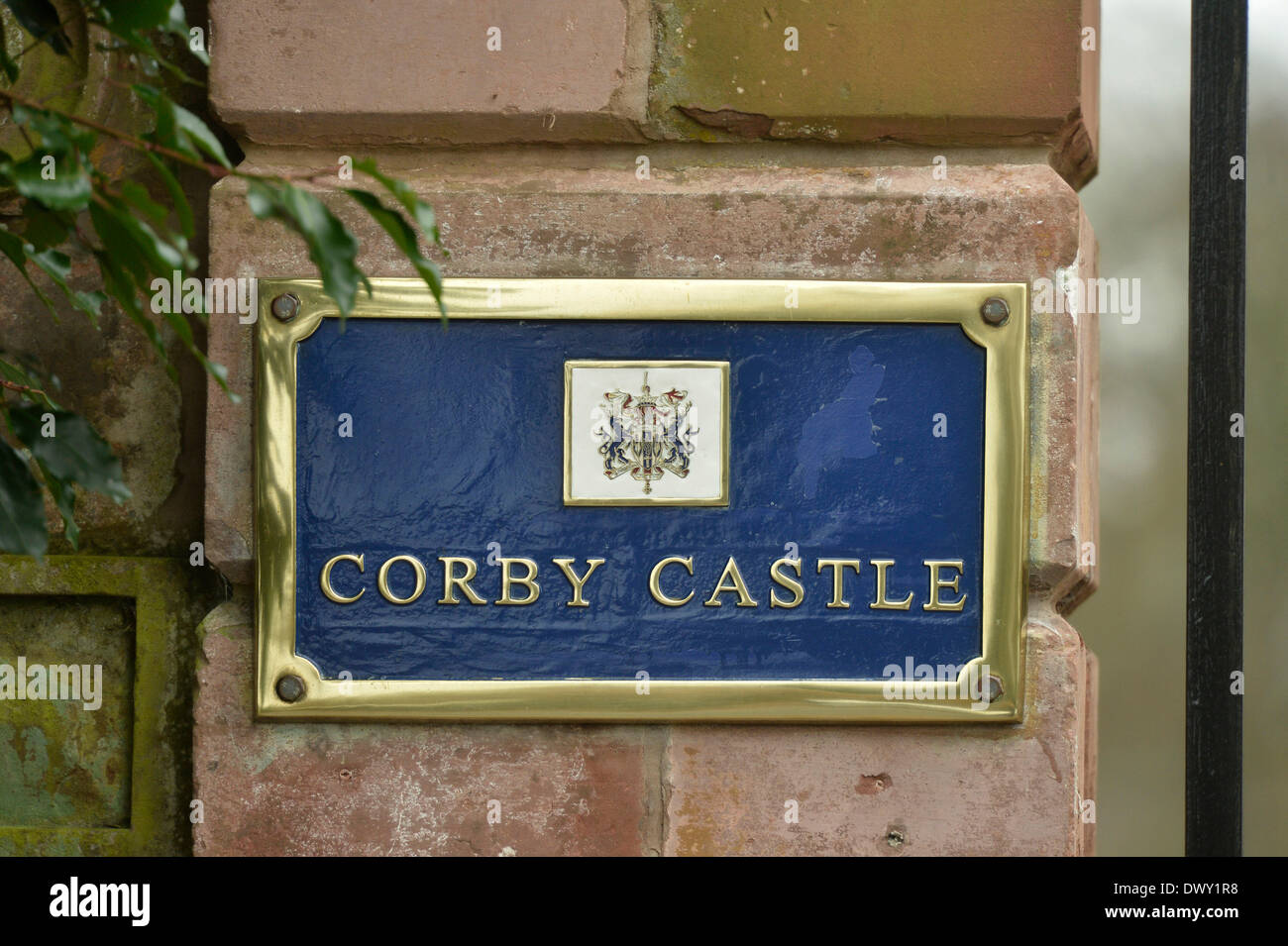 The gates of Corby Castle, Great Corby near Carlisle in Cumbria. 14th ...