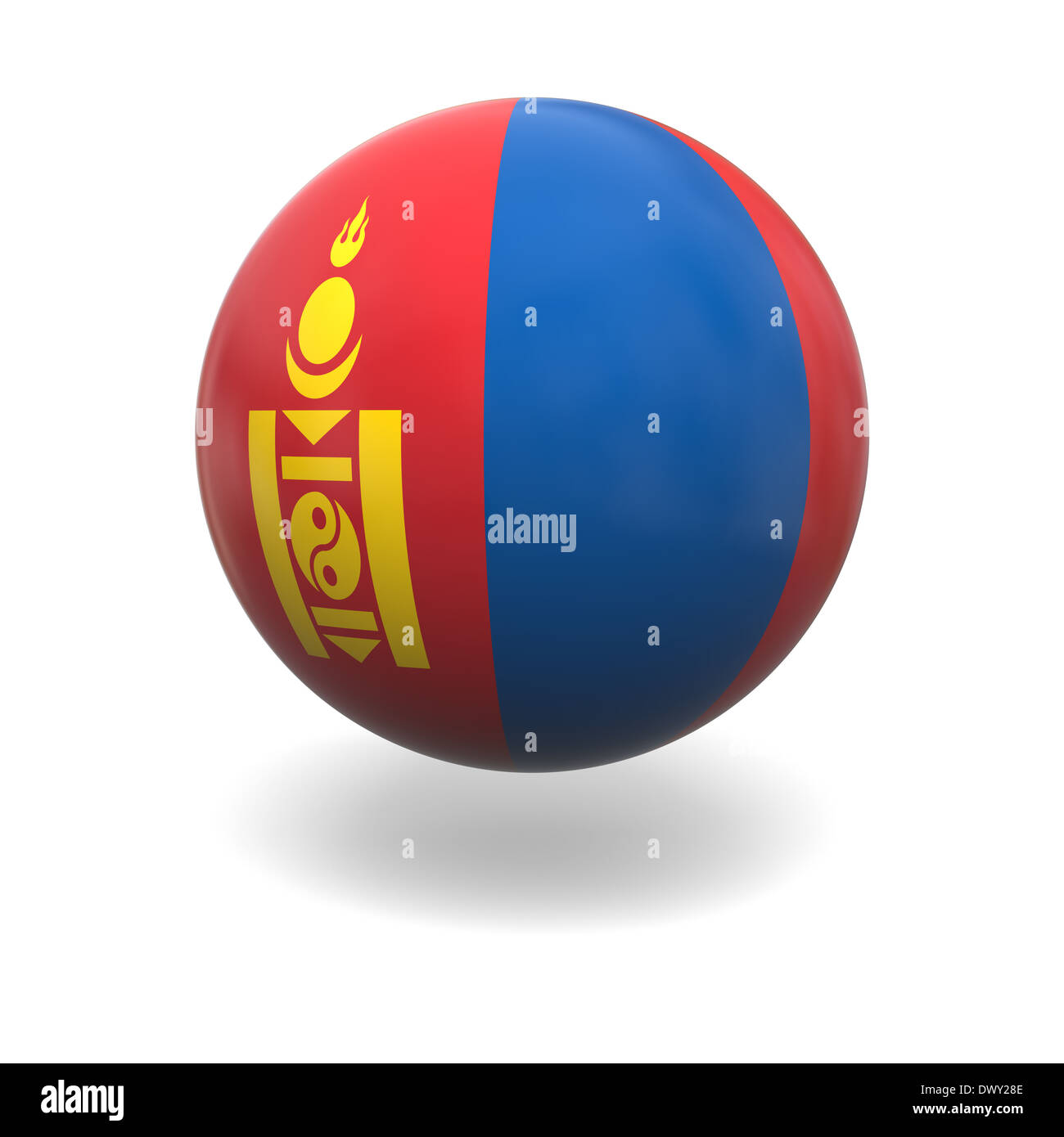 National flag of Mongolia on sphere isolated on white background Stock ...