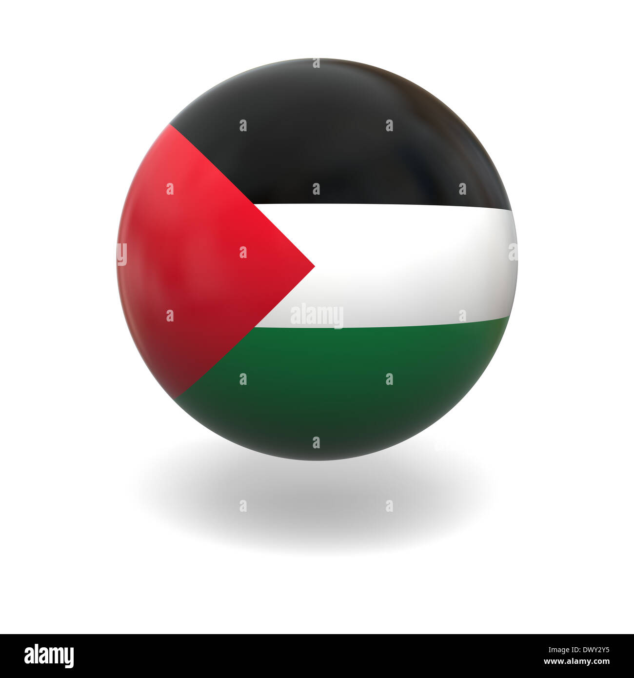 National flag of Palestine on sphere isolated on white background Stock ...