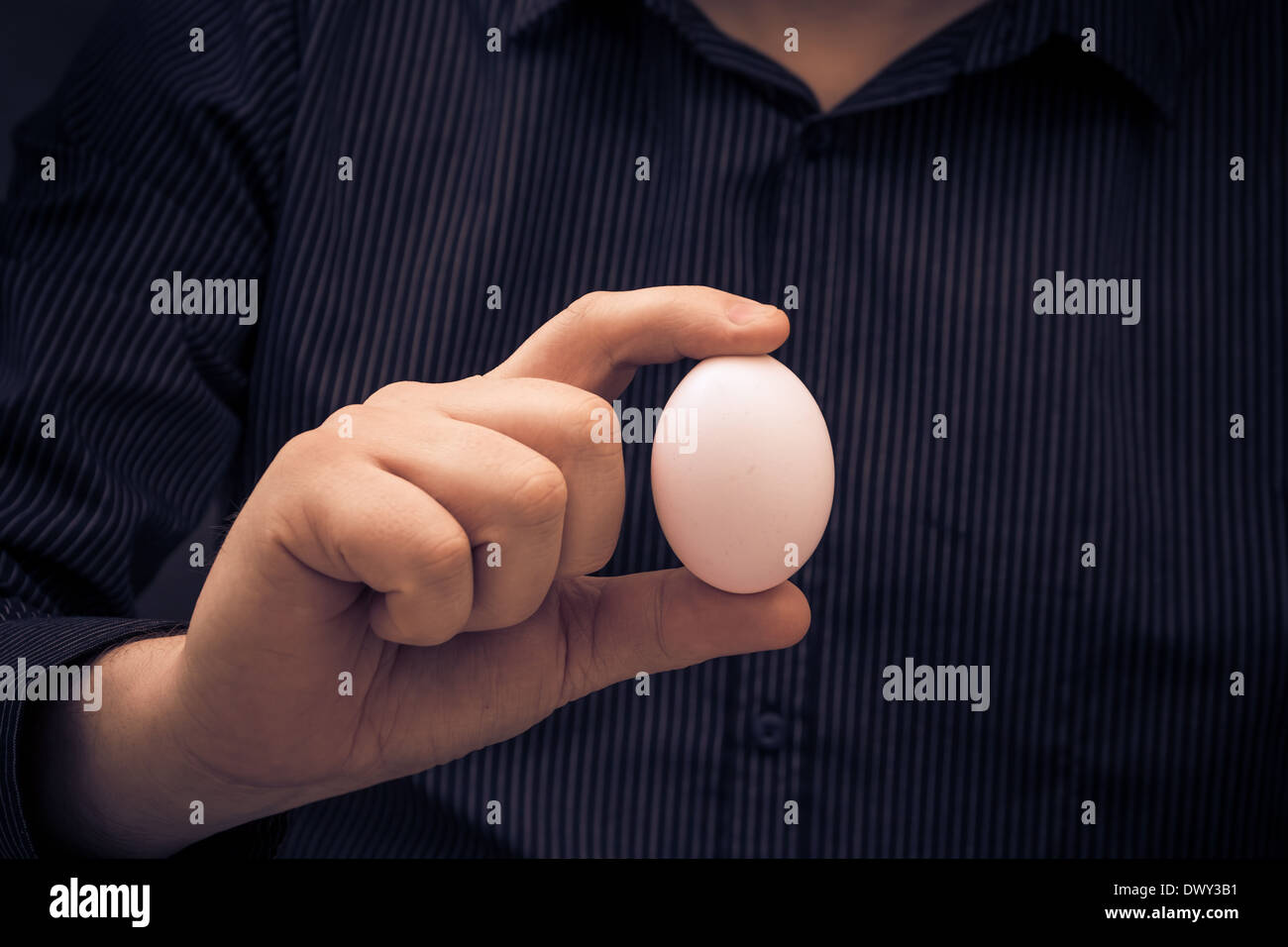 Hen egg in the hand of a man Stock Photo - Alamy