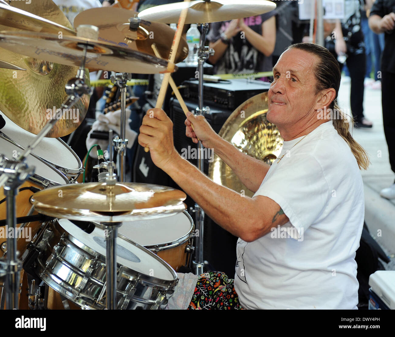 Nicko McBrain performs at a welcome home party at his restaurant 'Rock ...