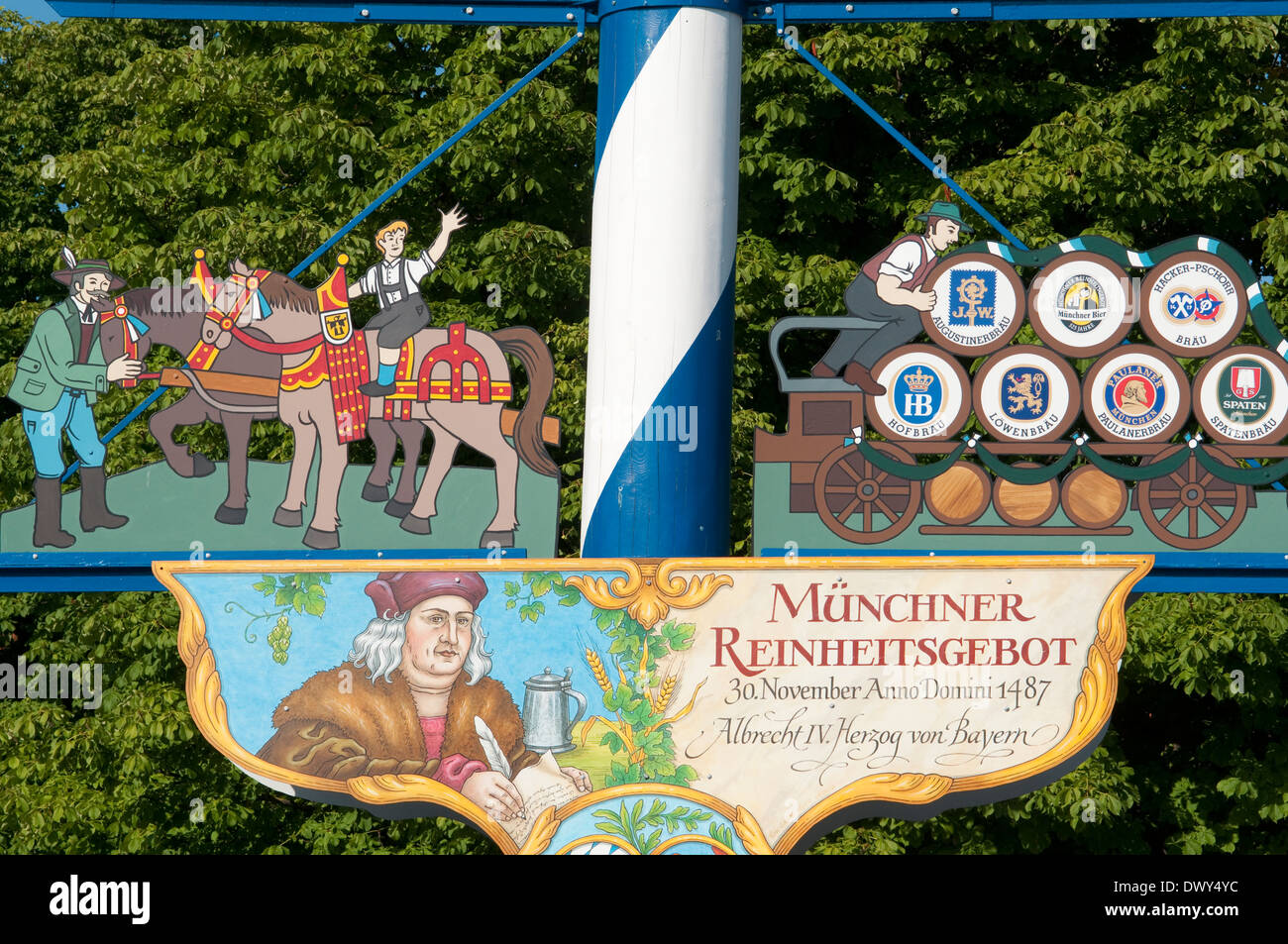 Germany, Bavaria, Munich, Maypole the Viktualienmarkt Stock Photo - Alamy