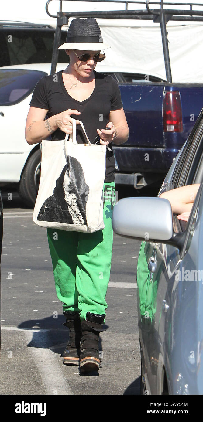 Pink real name Alecia Moore at the Malibu Farmer's Market. Los Angeles ...