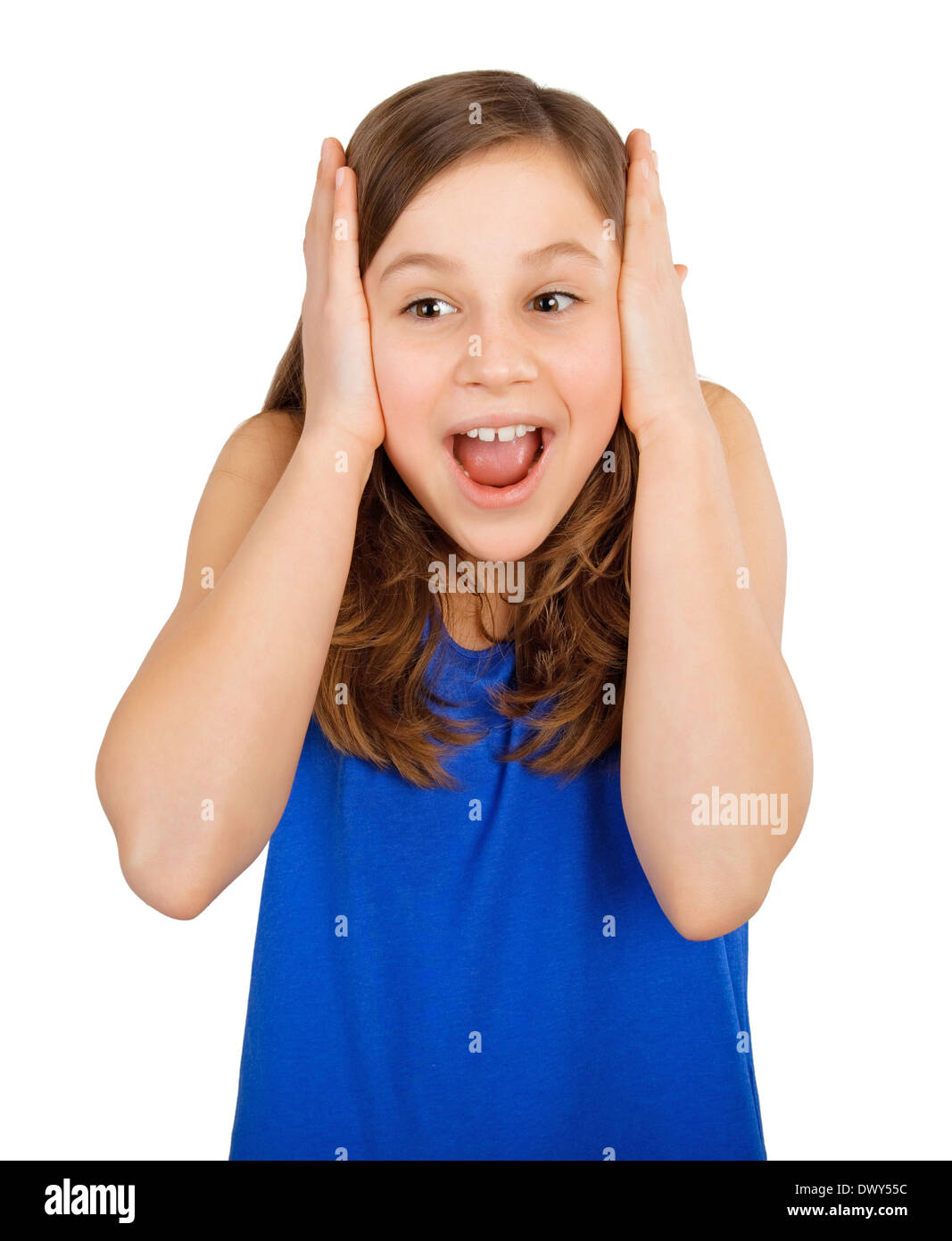 close up portrait of a girl with surprised face Stock Photo - Alamy