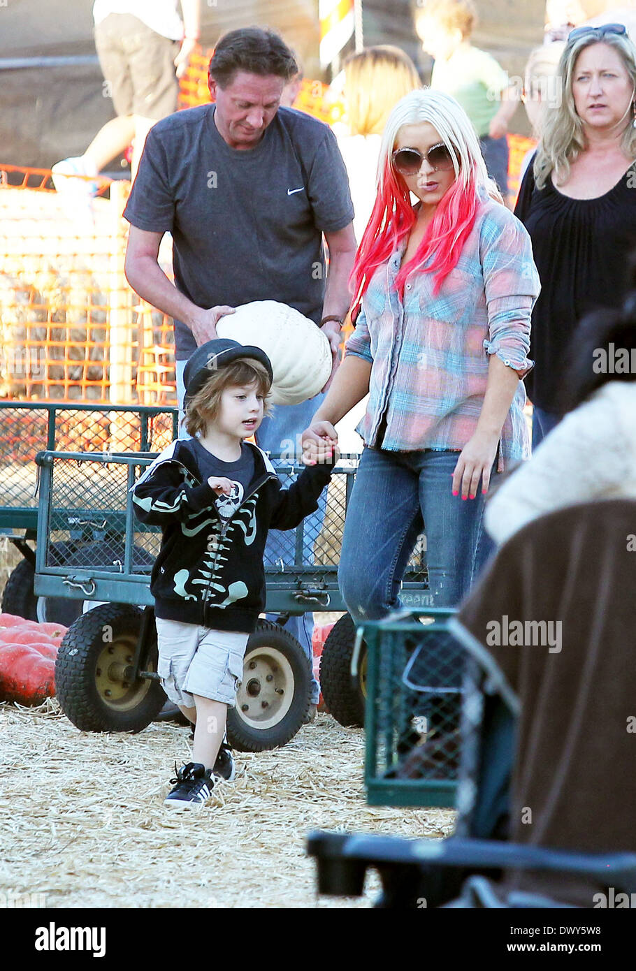 Max Bratman and Christina Aguilera Christina Aguilera enjoys a day at Mr. Bones Pumpkin Patch ...