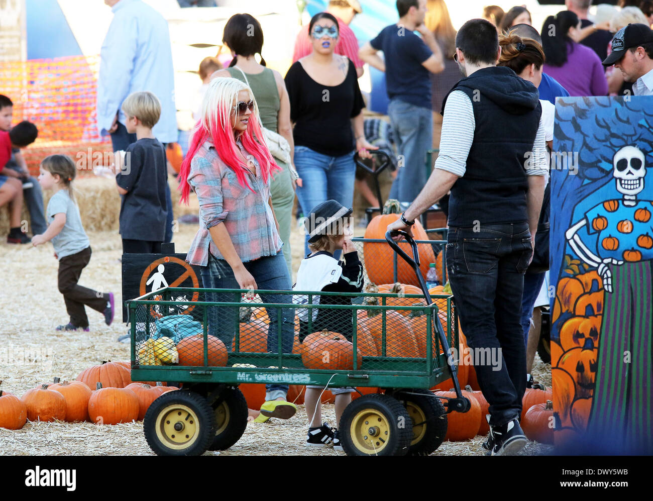 Max Bratman and Christina Aguilera Christina Aguilera enjoys a day at Mr. Bones Pumpkin Patch ...