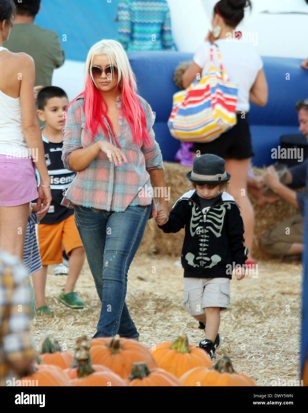 Max Bratman and Christina Aguilera Christina Aguilera enjoys a day at Mr. Bones Pumpkin Patch ...