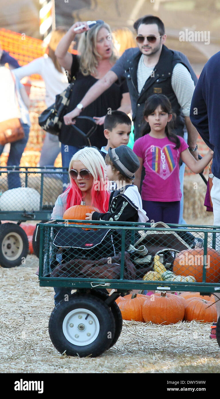 Max Bratman and Christina Aguilera Christina Aguilera enjoys a day at Mr. Bones Pumpkin Patch ...