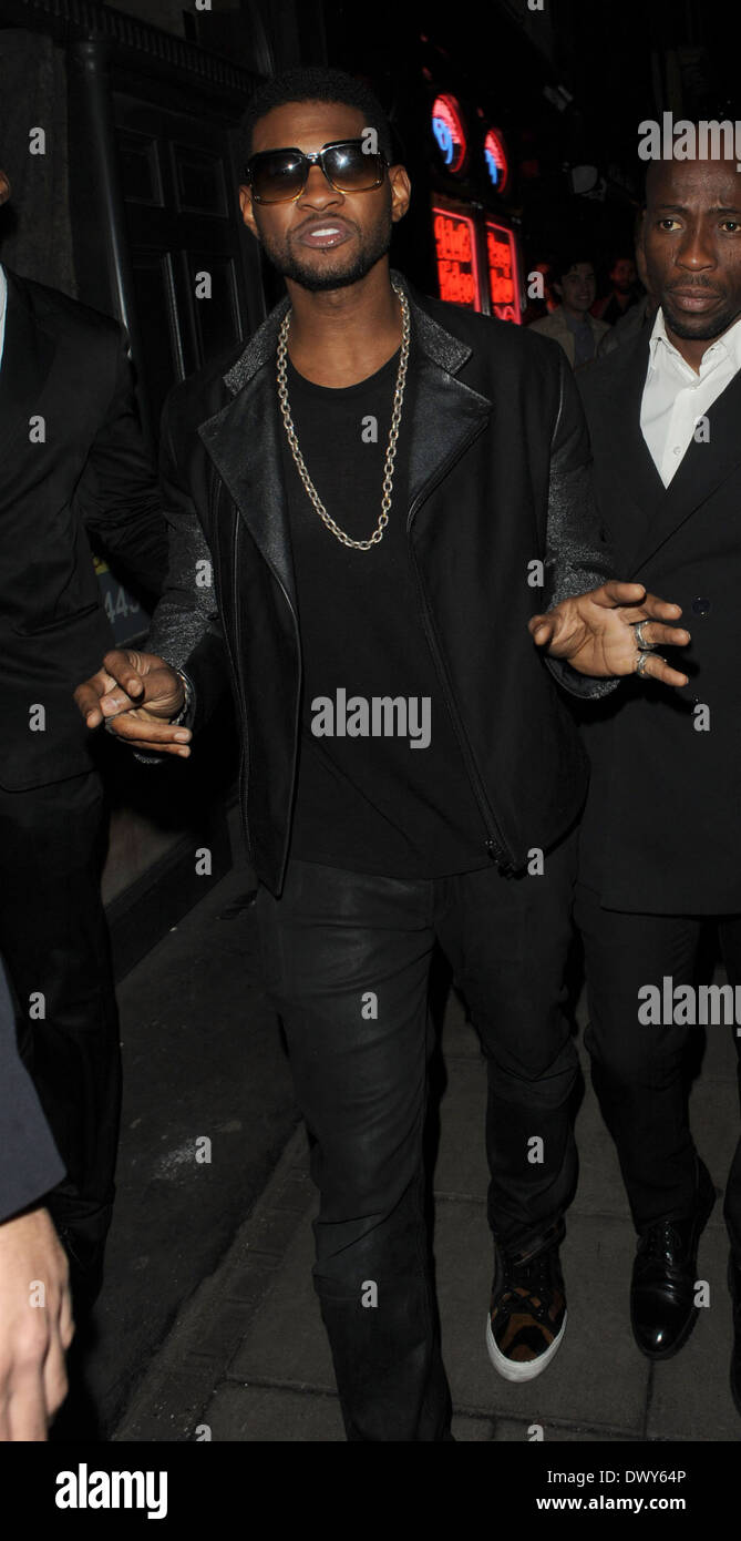Usher leaving his birthday party at La Boccia London, England - 14.10. ...